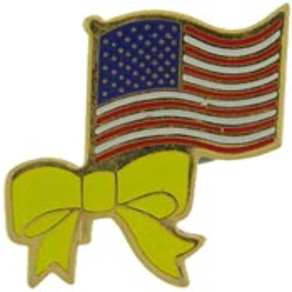 Amazon.com: American Flag with Yellow Ribbon Pin 1": Clothing
