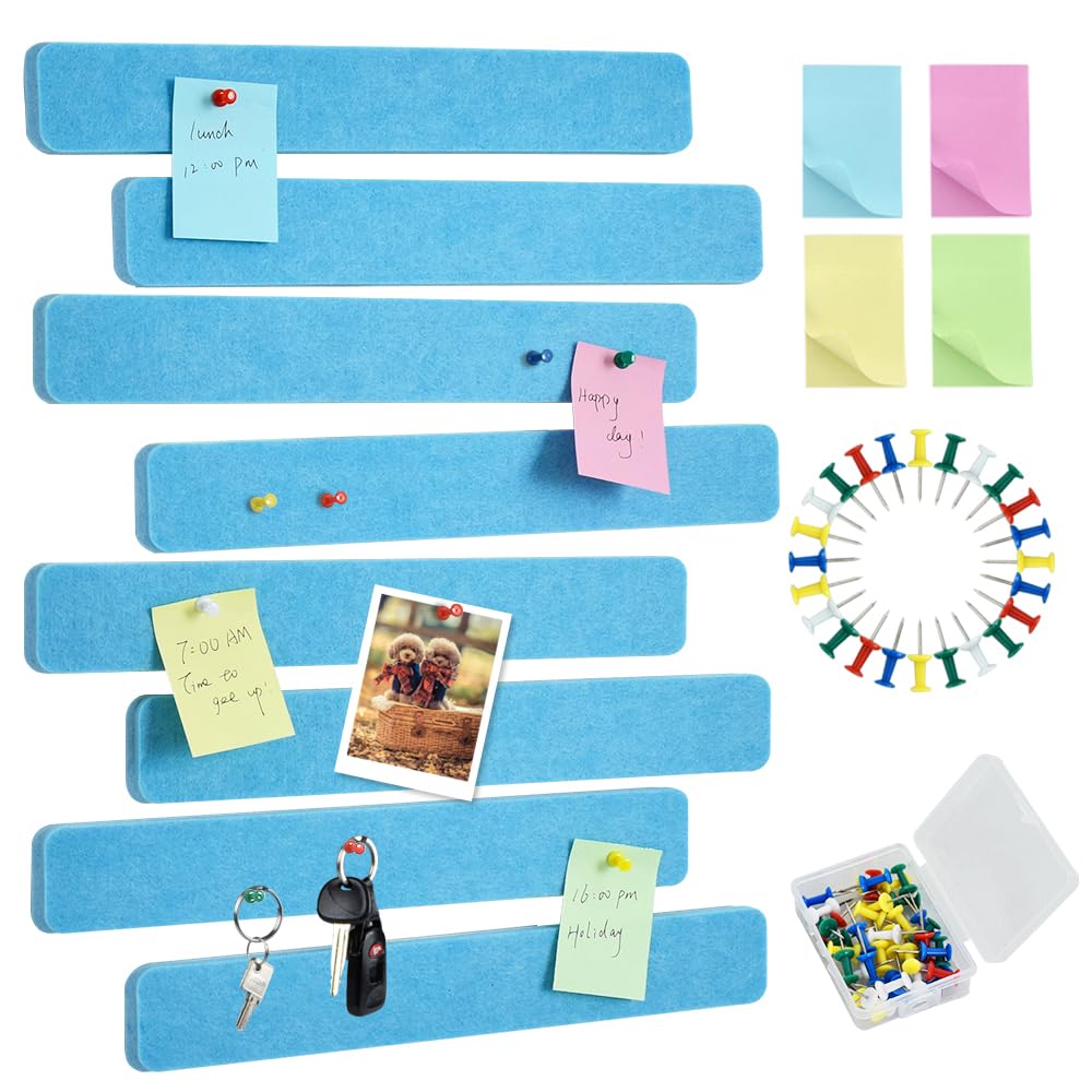 Vuzvuv 8Pcs Sky Blue Cork Board Bar Strips with 50 Pushpins & Sticky ...