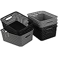 Amazon.com - Begale 6-Pack Plastic Storage Basket, Woven Storag Bin, 3 ...