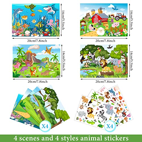 32 Sheets Scene Stickers for Kids Make Your Own Animal Mix and Match ...