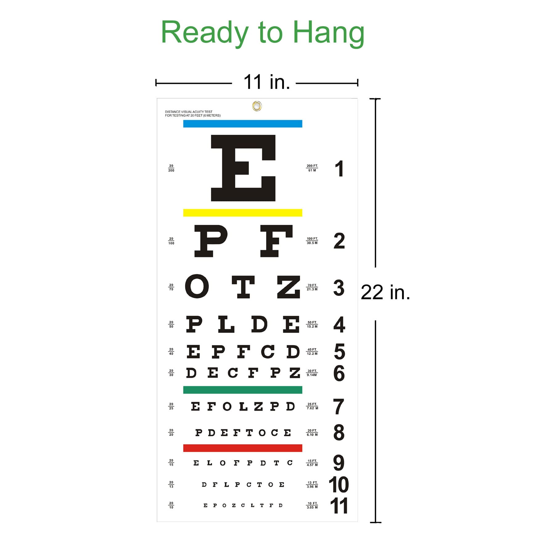 Eye Chart, Upgraded Snellen Eye Chart For Eye Exams 20 Feet, 22x11 ...