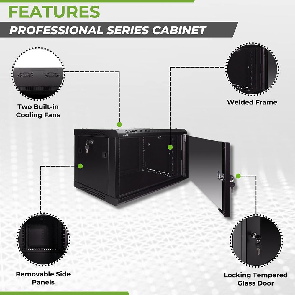 Navepoint 6U Deluxe IT Wallmount Cabinet Enclosure 19-Inch Server ...