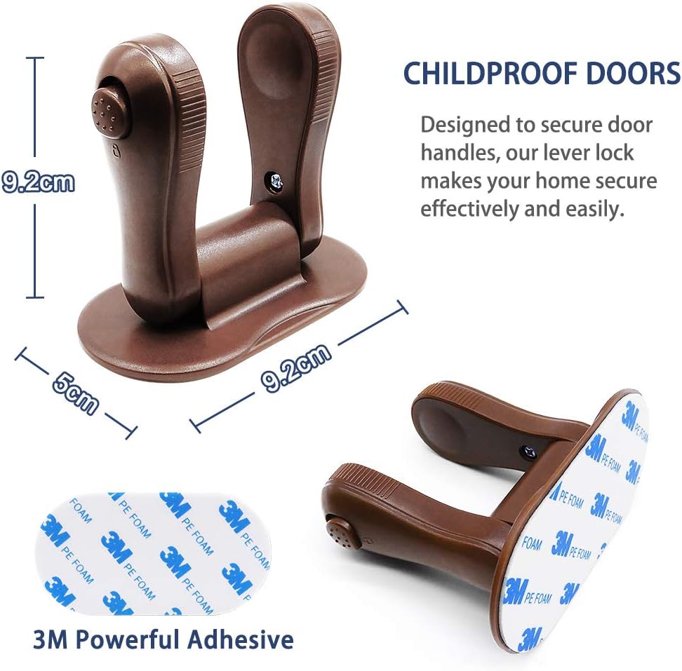 ALBOYI Door Lever Lock 2 Pack Brown Door Handle Lock Child Safety Lock ...