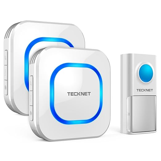 TeckNet Wireless Doorbell, Weatherproof IP55 Twin Wall Plug-in Cordless ...