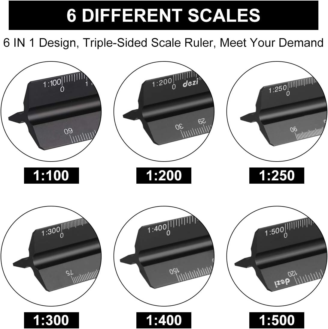 Seamuing Aluminum Architect Scale Ruler Set – 2 Pcs 12 Inch Triangular ...