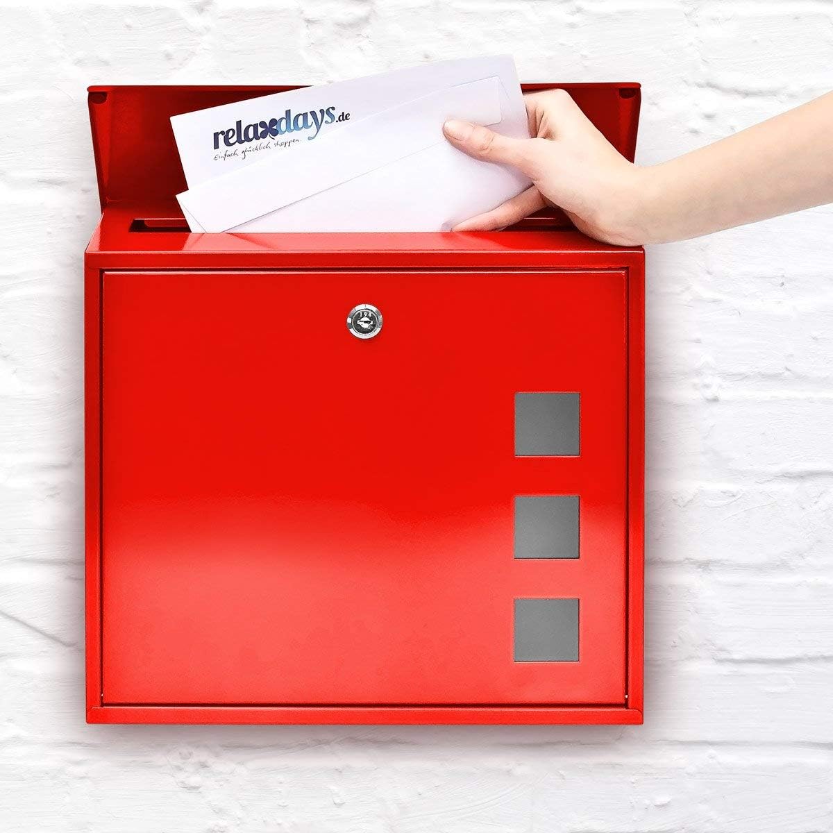 Relaxdays Design Metal Mailbox / Letterbox Window Pattern, Red – BigaMart