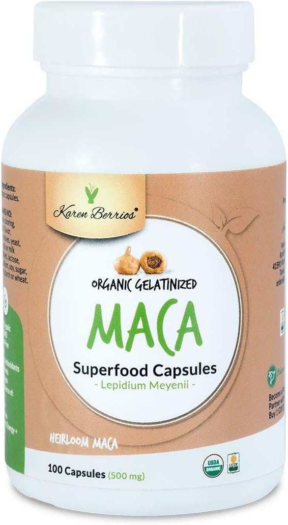 Amazon.com: Karen Berrios® Organic Gelatinized Maca Powder Capsules 100 ...