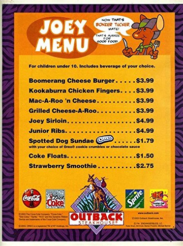 how much are joey meals at outback