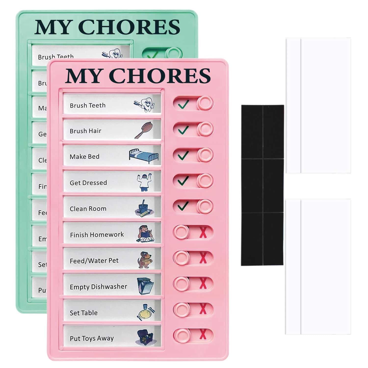2 Pcs Chore Chart for Kids Multiple Kids Sliding Routine Chart for ...