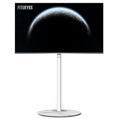 FITUEYES Design Corner TV Stand for 37"-65", Mid Century Modern White ...