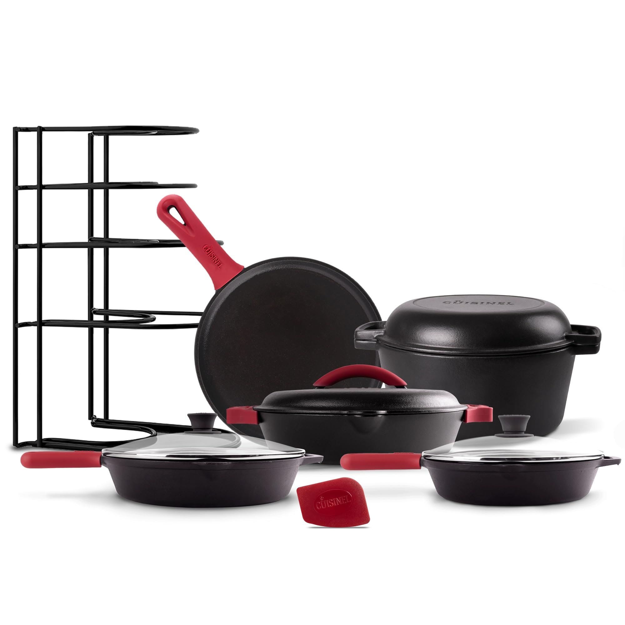 Mua Cast Iron 17-Piece Preseasoned Cookware Set - 8"+10" Skillets ...