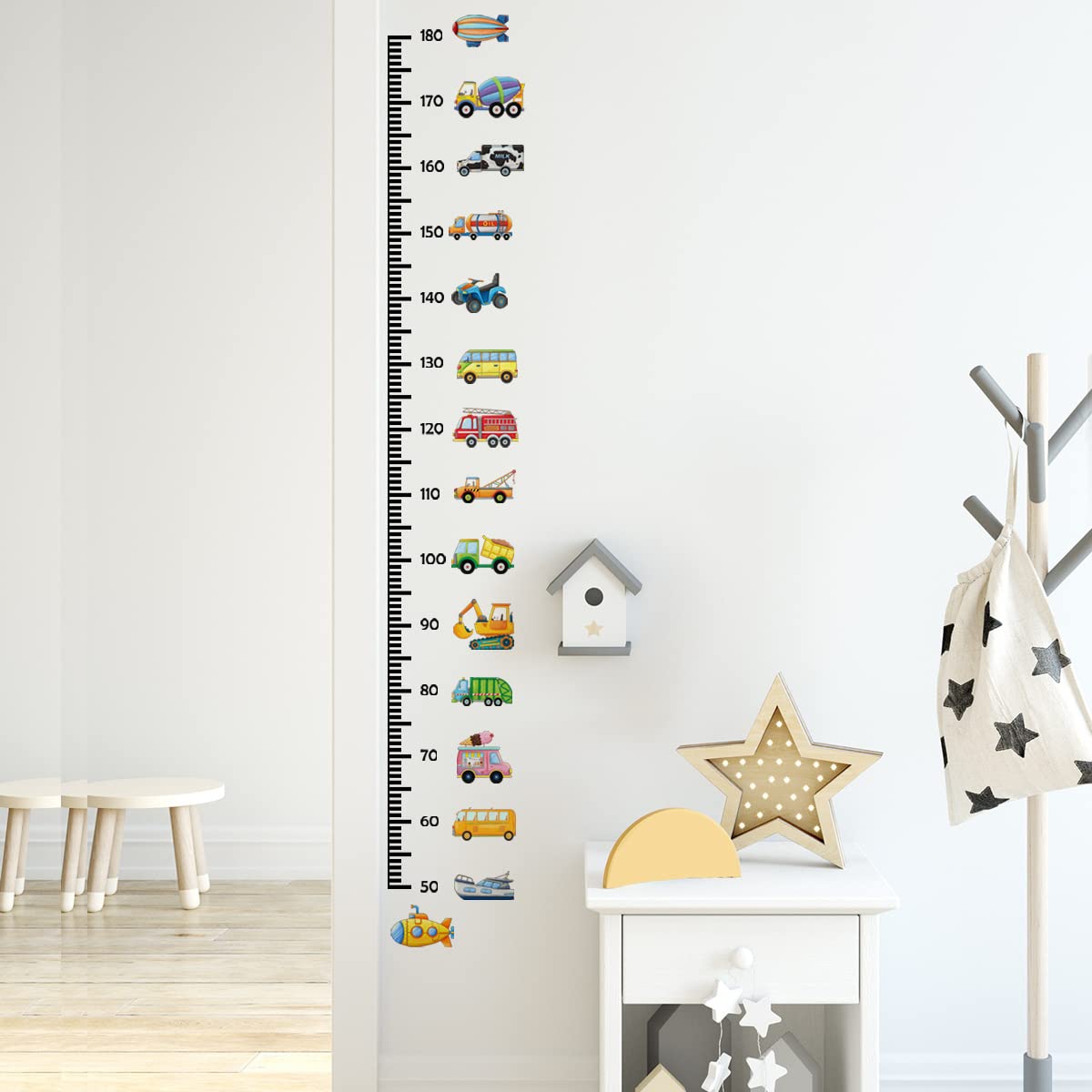 Dreothy Cartoon Car Height Growth Chart for Kids Removable Measure Wall ...