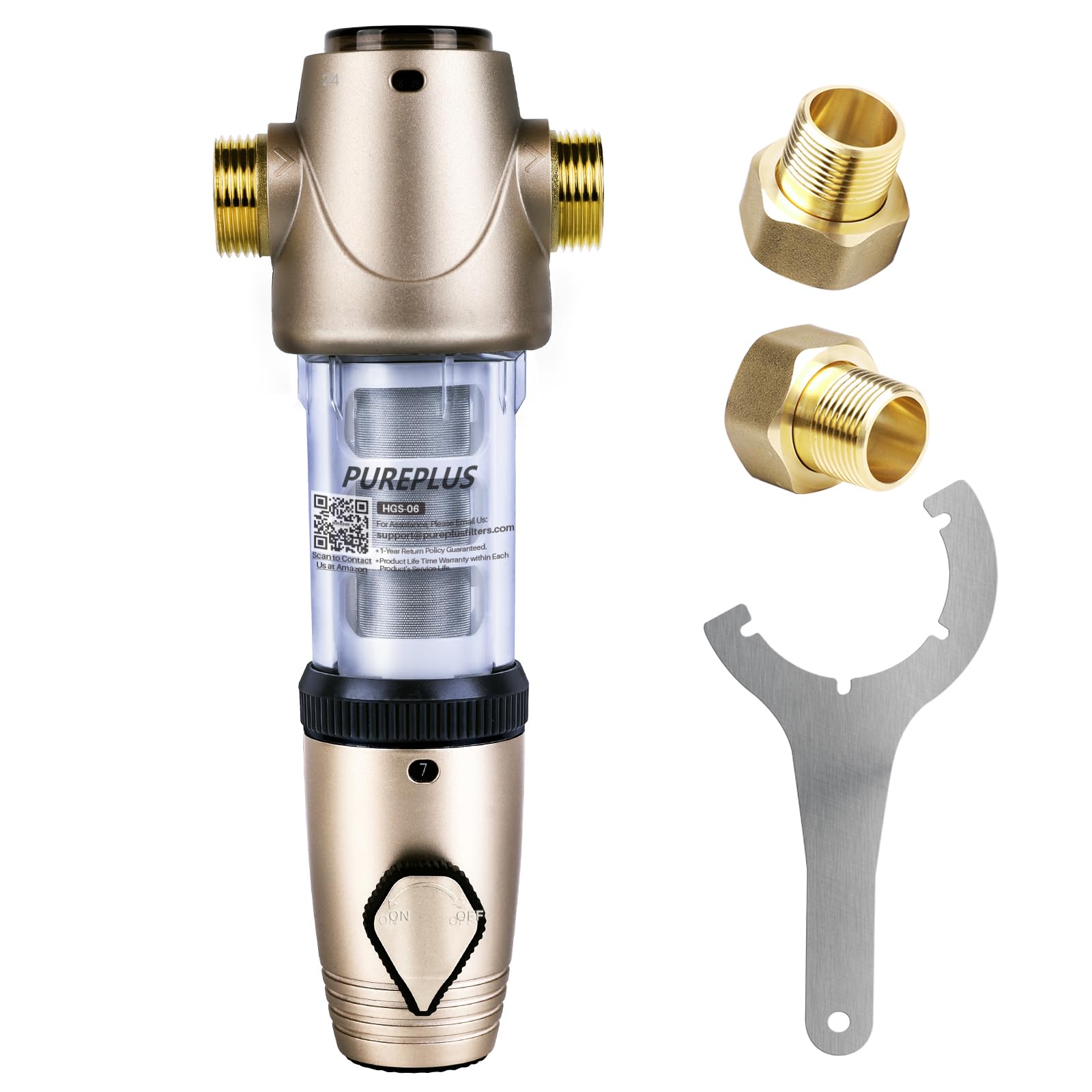 PUREPLUS Backwash Whole House Spin Down Sediment Water Filter with ...