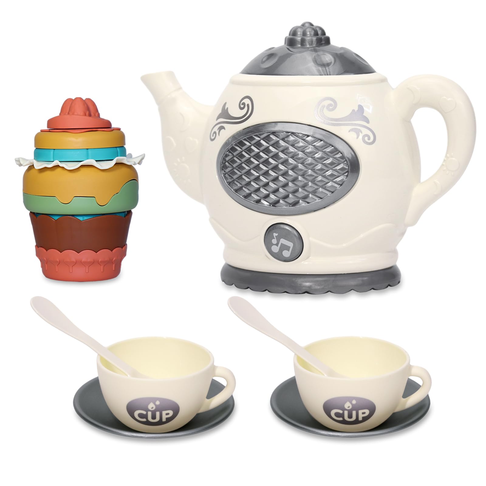 Kids Picnic Toy Set with Play Food, Utensils, Teapot; Pretend Play ...