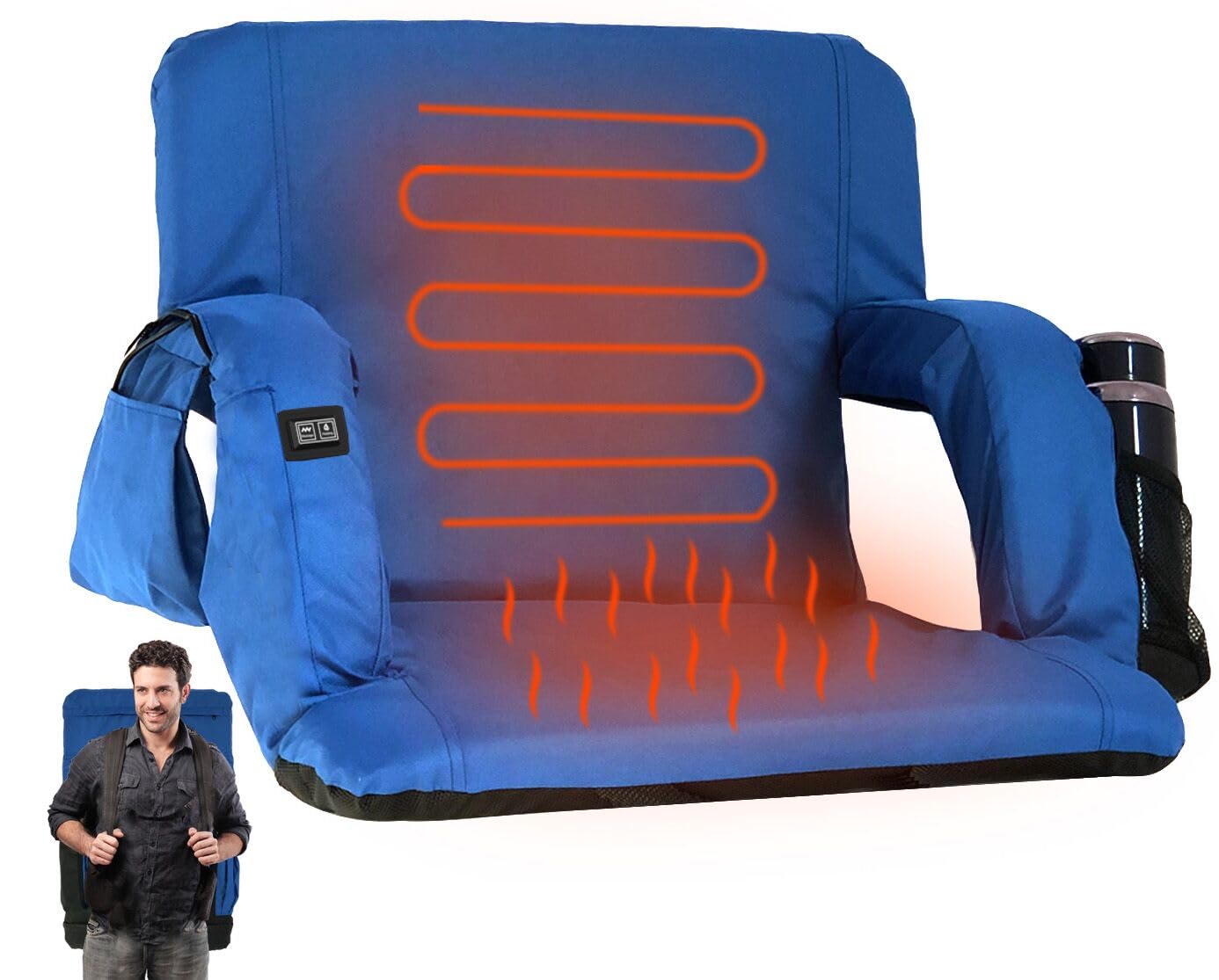 Double Heated Portable Reclining Bleachers Back Chair, Stadium Seats ...
