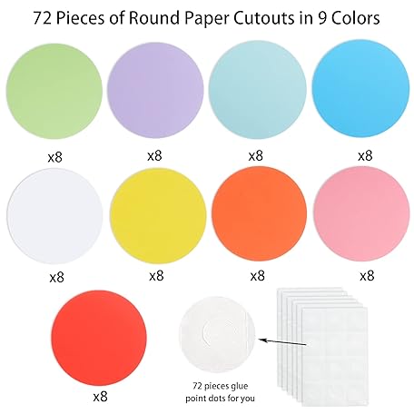 Mua 72 Pcs 6 Inch Round Cutouts Paper Dots Circles Assorted Color Round ...