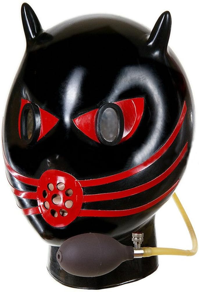 Amazon.com: Inflatable Gummy Rubber Latex mask Hood with Mirror Eyes ...
