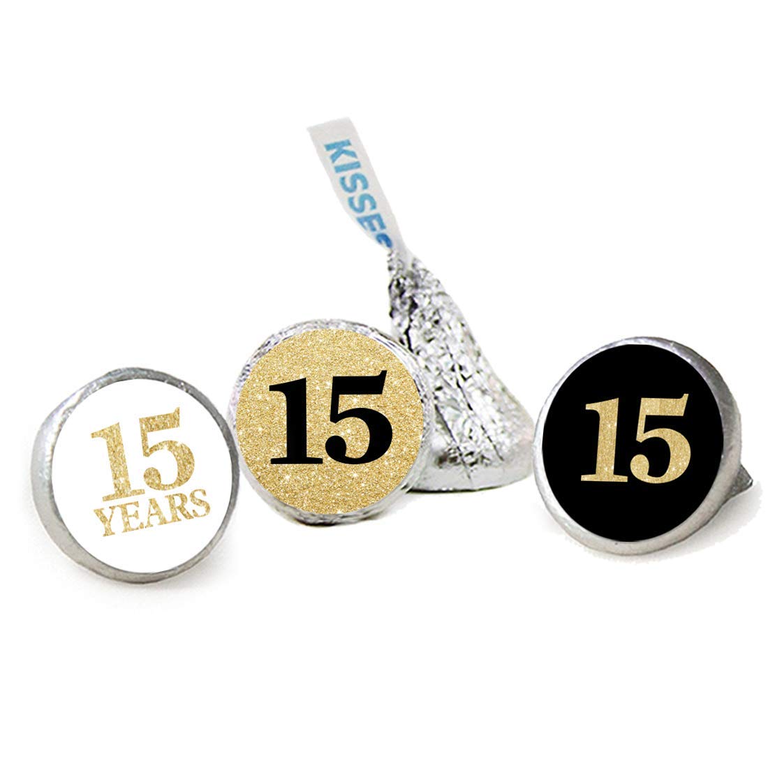 Amazon.com: 15th Quinceañera Birthday Favor Stickers, Kisses Candy ...