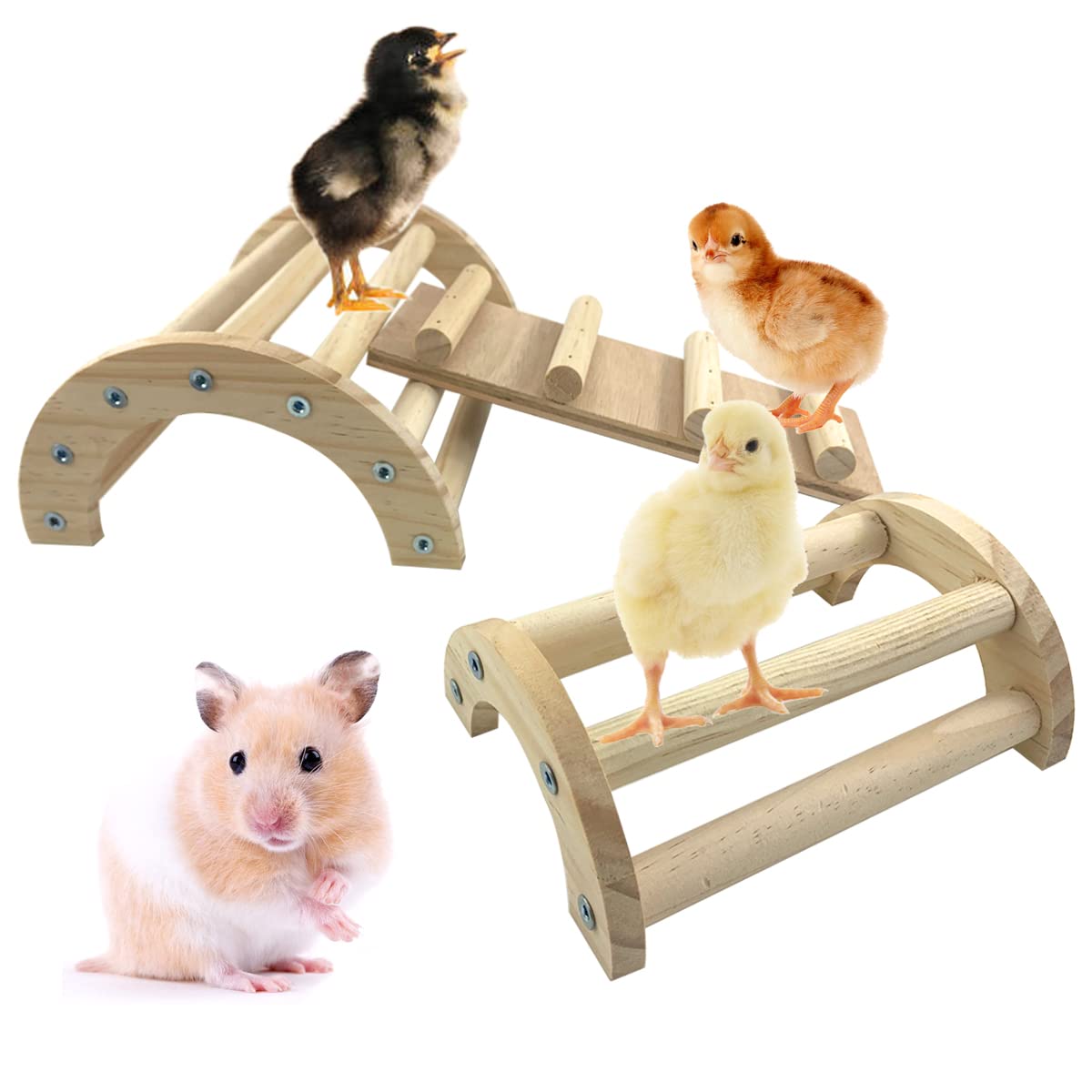 CooShou Chicken Perch Roosting Bar Jungle Gym Wooden Arch Bridge ...