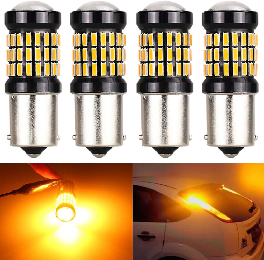 Amazon.com: AMAZENAR 4-Pack Super Bright Amber/Yellow 1056 BAU15S 7507 ...