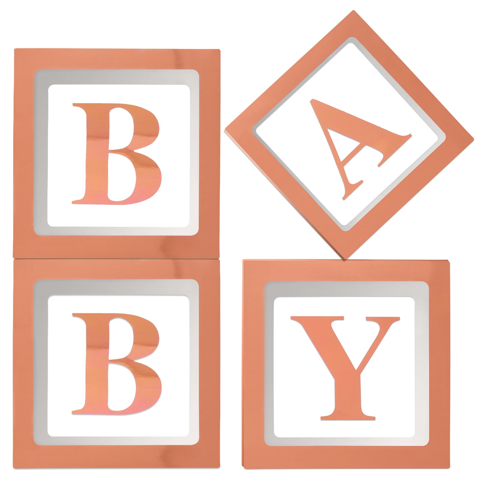 RUBFAC Baby Boxes with Letters for Baby Shower Rose Gold Clear Block ...