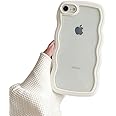 Amazon.com: Ownest Compatible with Clear iPhone 7/8/SE Case Cute Simple Curly Wave Bumper Case ...