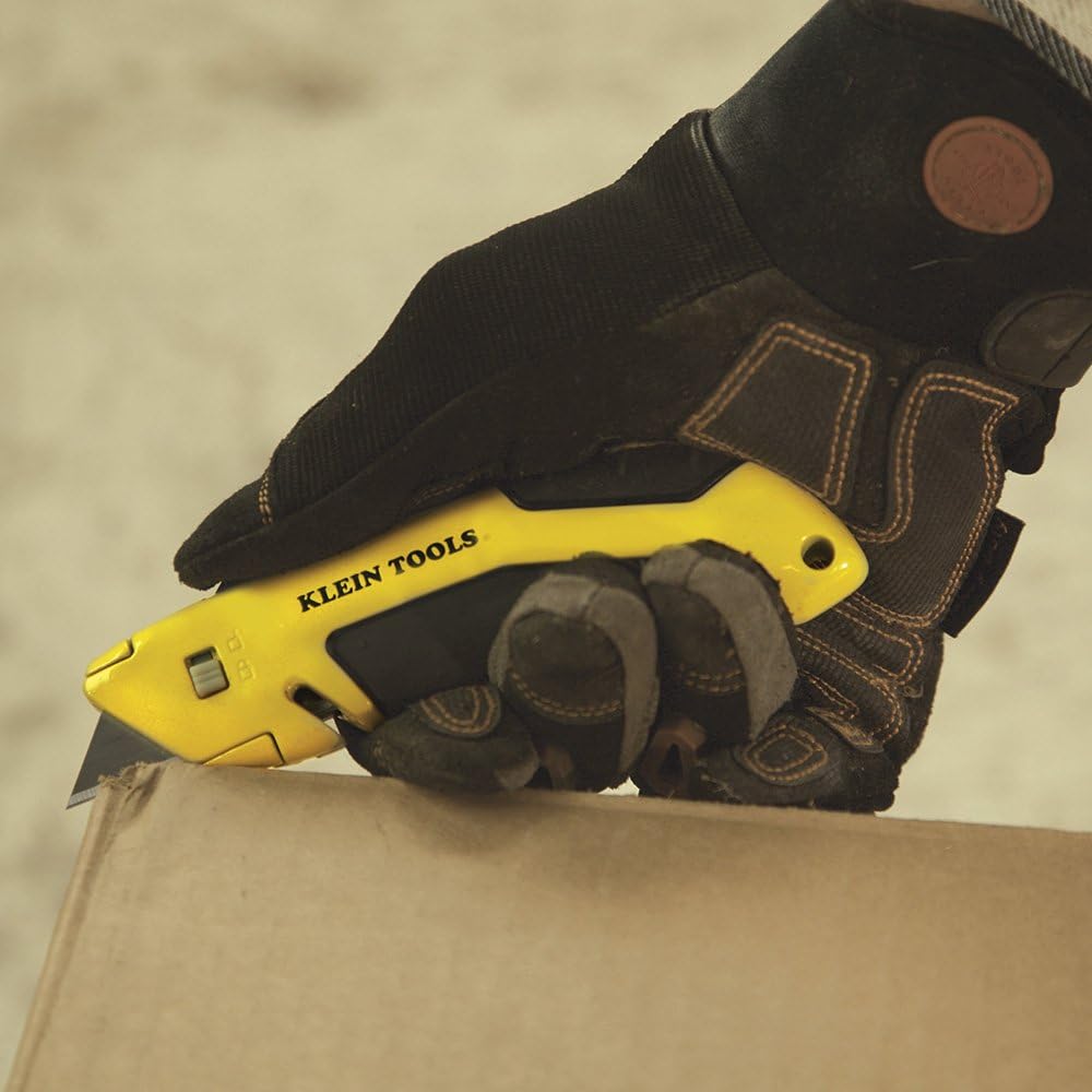 KLEIN TOOLS Utility Knife, Self-Retracting, Rubber Handle for No-Slip ...