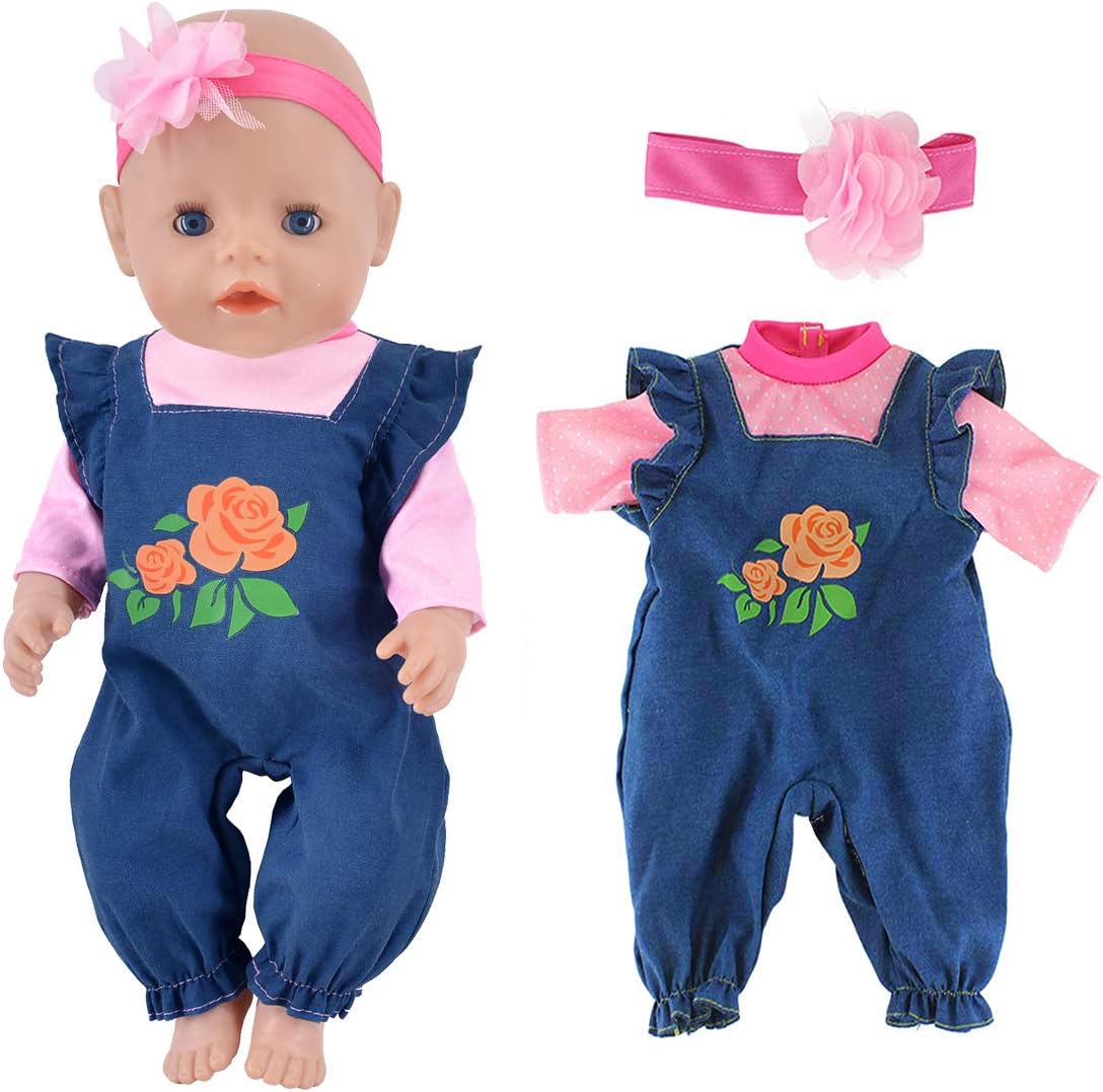 ebuddy Doll Clothes 4 Sets Include Jeans Tops Pants Headband Skirt for ...