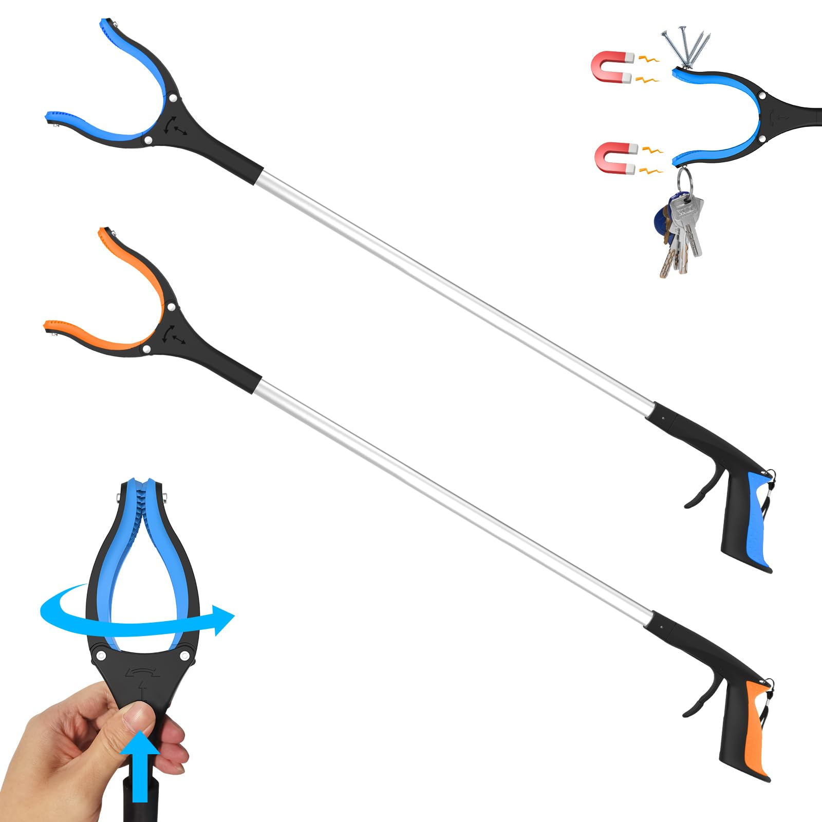 43" Extra Long Grabber Tool, Foldable Grabbers for Elderly Grab It ...