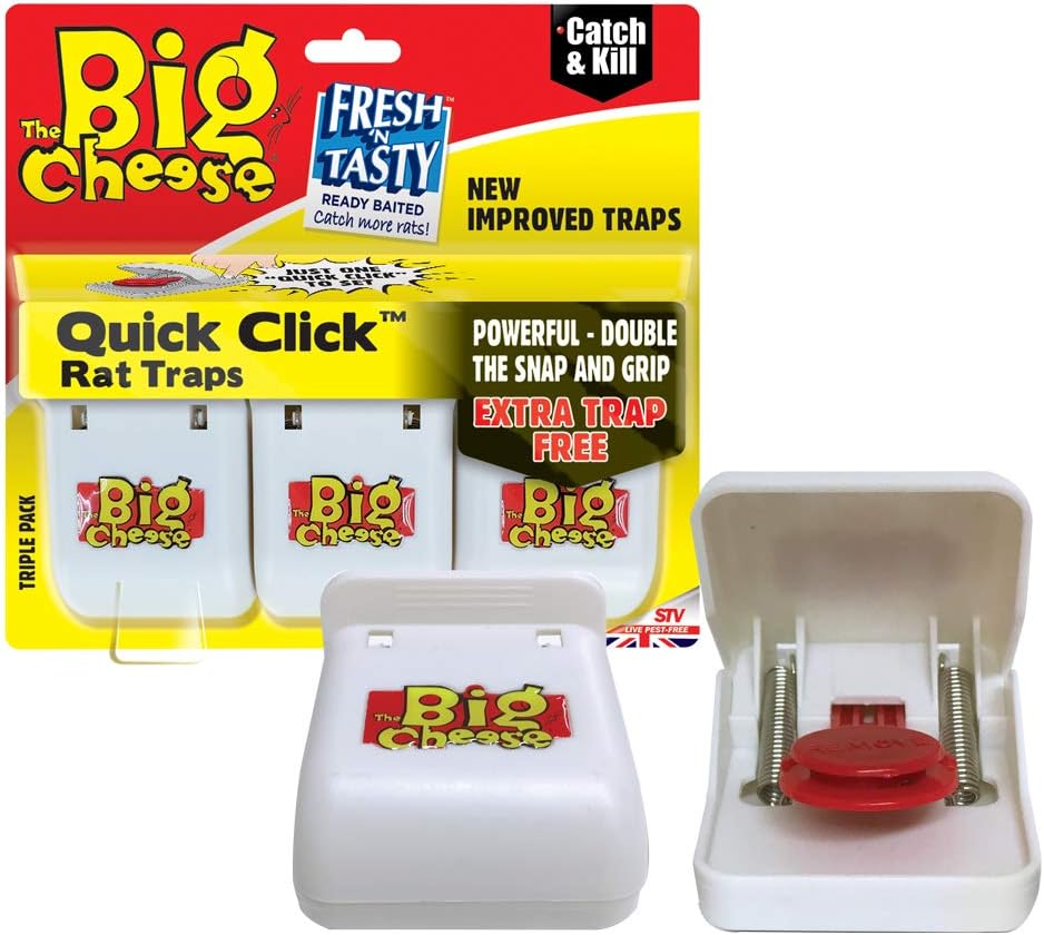 The Big Cheese Quick Click Rat Traps, 3 Pack (Improved, Powerful ...
