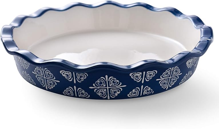 Amazon.com: Wisenvoy Pie Pan Ceramic Pie Dish Blue Pie Plate Porcelain ...