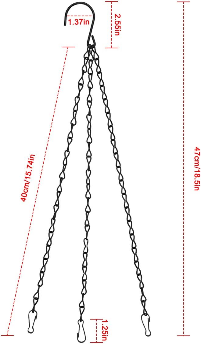 3 Pack Hanging Chain with Hooks, Flower Pot Chains for Hanging Plants ...