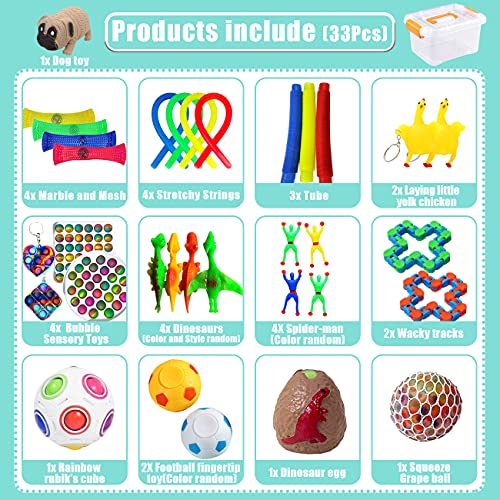 33pack Sensory Fidget Toys Set ,Stress Relief and Anti-Anxiety Tools Bundle Figetget Toys Set ...