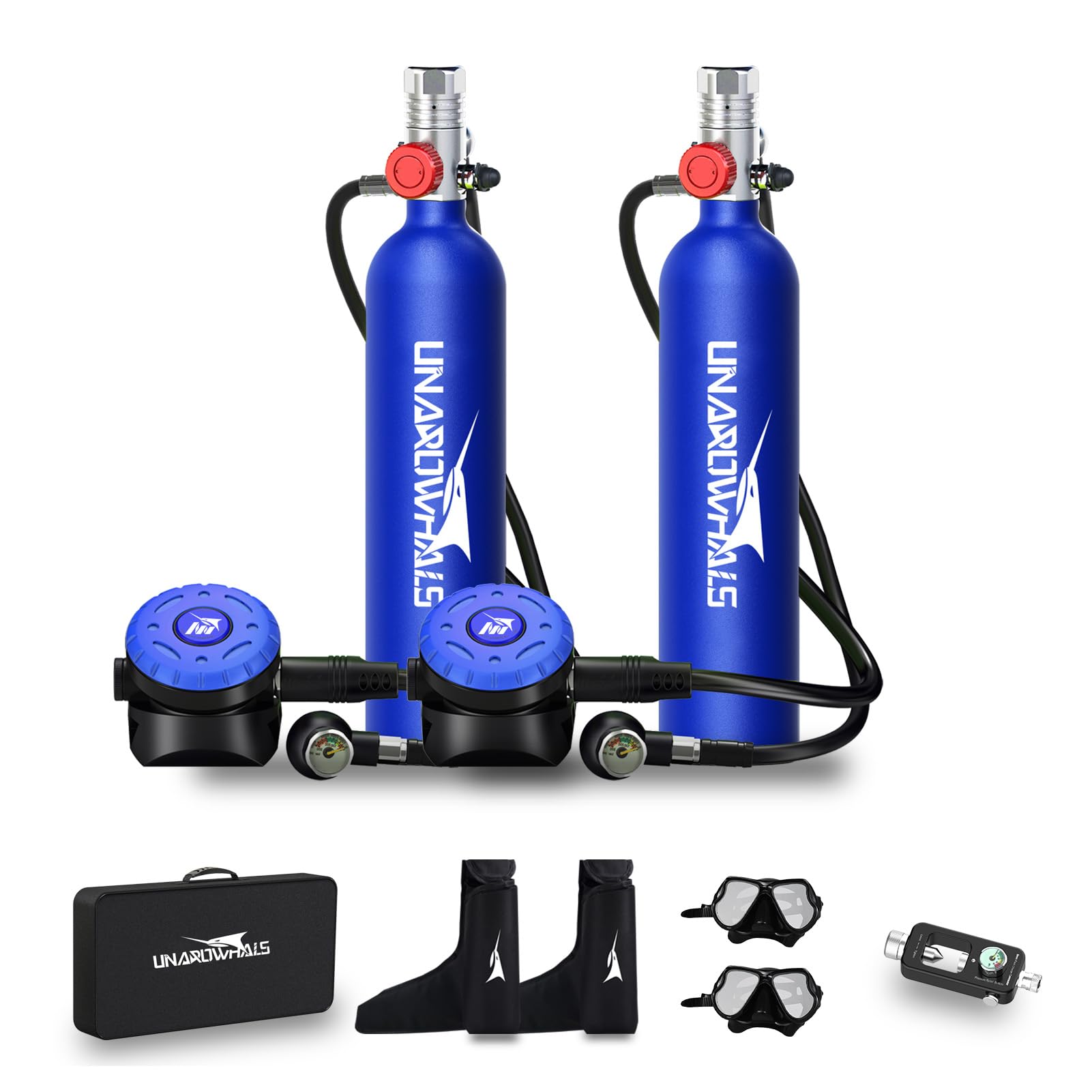 UNAROWHALS Scuba Tank with Extended Pressure Gauge, DOT/CE-EN250 ...