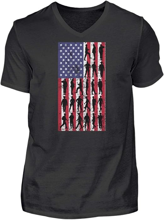 SPIRITSHIRTSHOP US Flag Soldier Army Men's V-Neck Shirt: Amazon.co.uk ...