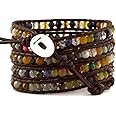 Amazon.com: Chan Luu Multi Stone Wrap Bracelet on Brown Leather: Clothing, Shoes & Jewelry