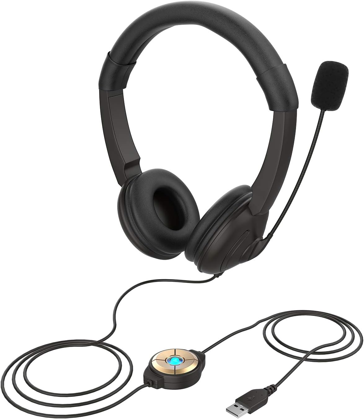 ARMYU Casque USB avec Micro, Casque PC Stéréo Filaire avec Anti-Bruit ...