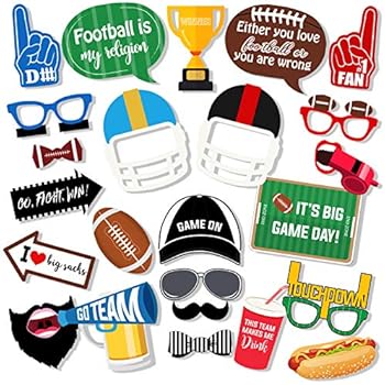 Amazon.com: Football Photo Booth Props Kit - 26 Counts Football Season ...