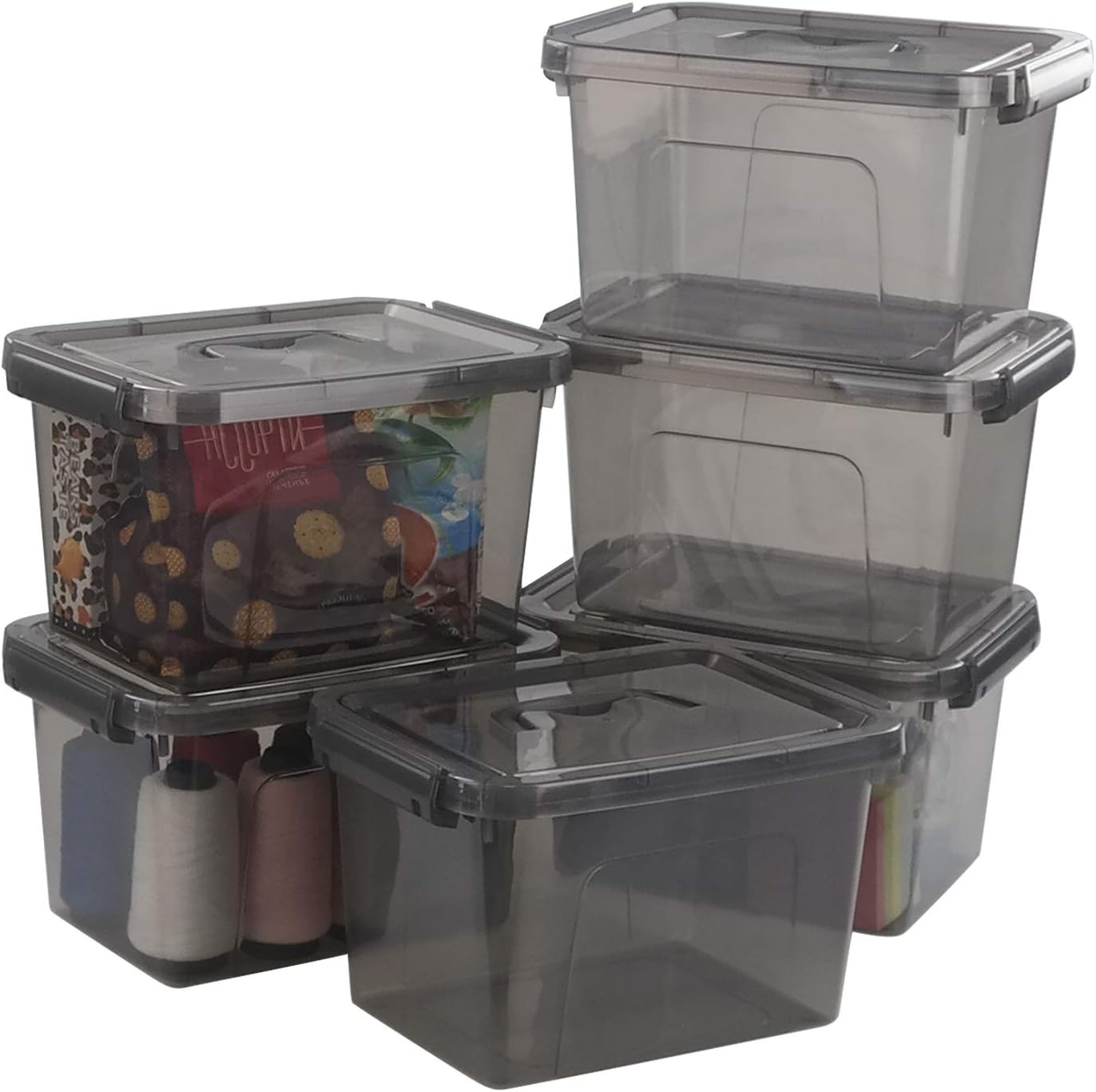 Cadineer 5.5 L Plastic Stackable Storage Container, Set of 6 Storage ...
