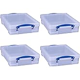Amazon.com: Really Useful Box 17 Liter Plastic Stackable Storage Container with Snap Lid & Built ...