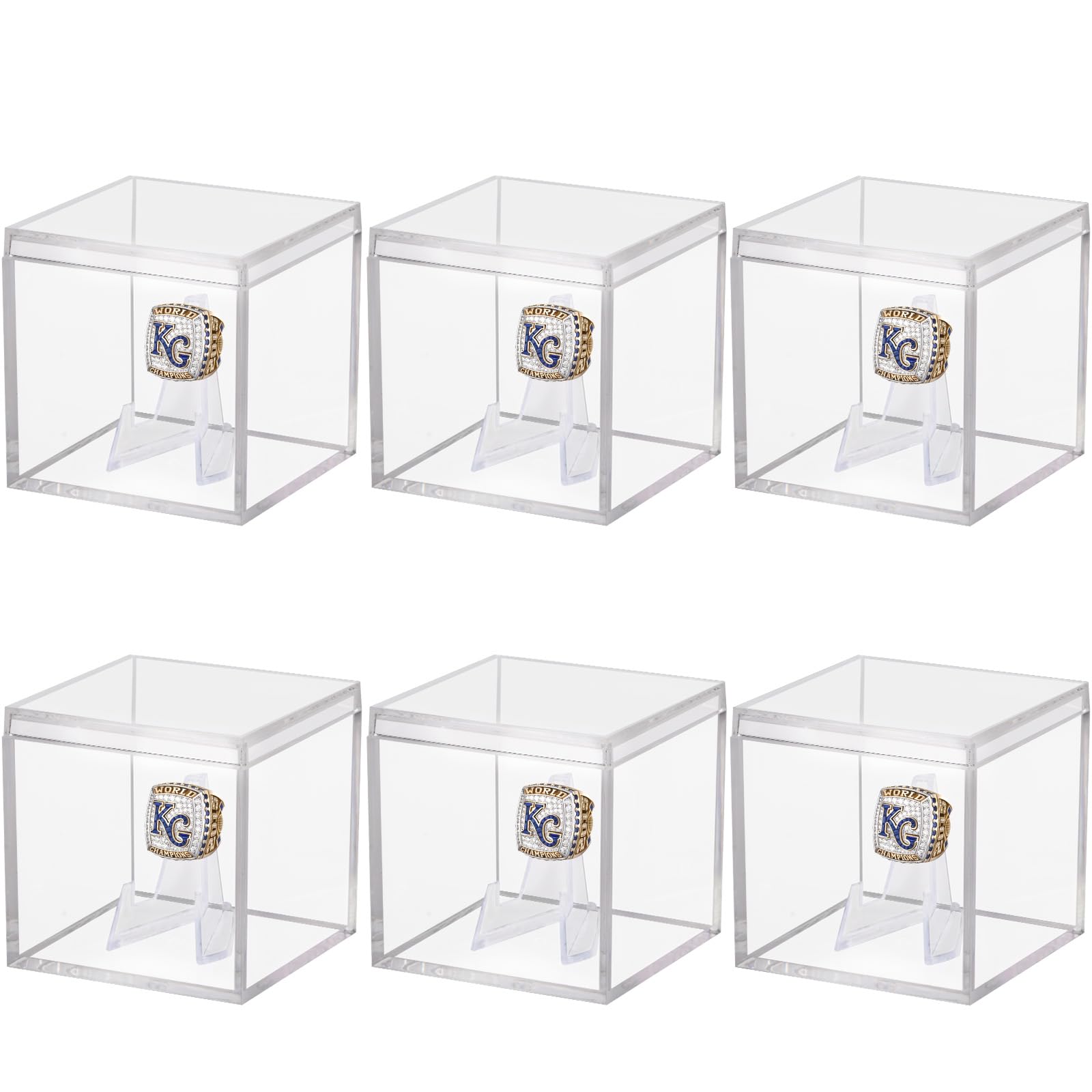 6 Pack Championship Ring Display Case Clear Acrylic Display Case Mini ...