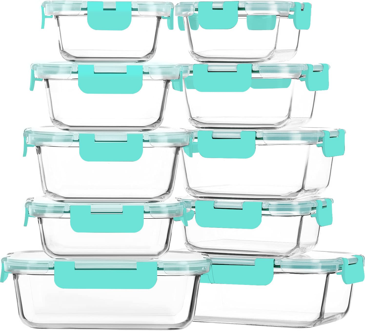 M MCIRCO 10-Pack Glass Food Storage Container with Lids, Airtight Glass ...