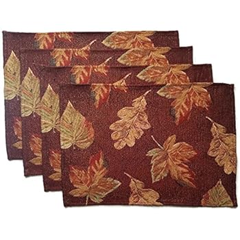 Amazon.com: Harvest Leaves Tapestry Placemats, Set of 4: Home & Kitchen