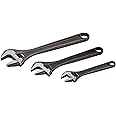 Bahco BHADJUST 3 ADJ3 Set of 3 Adjustable Wrenches (8070/8071 / 8072), Grey, 16 degree head ...