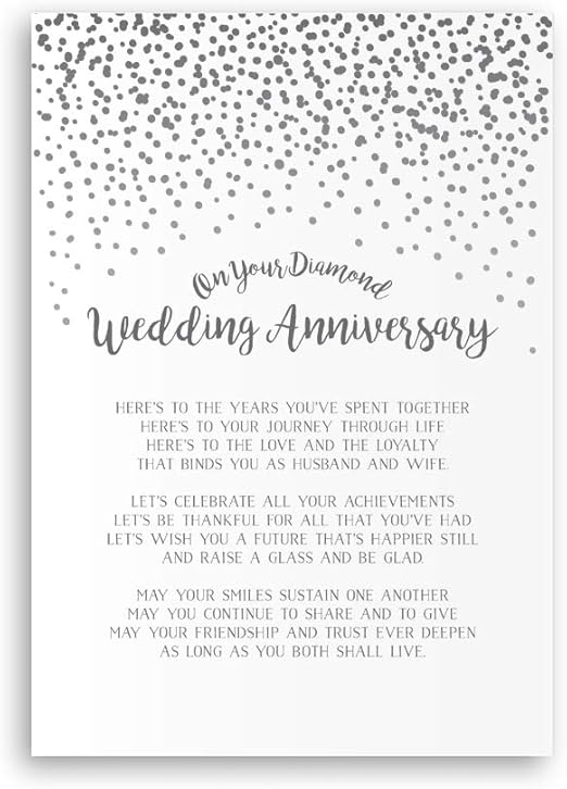 Diamond Wedding Anniversary Poem Print Gift For 60th Wedding