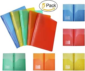 Amazon.com : 2 Deep Pocket Portfolio Plastic File Folders with 3 ...