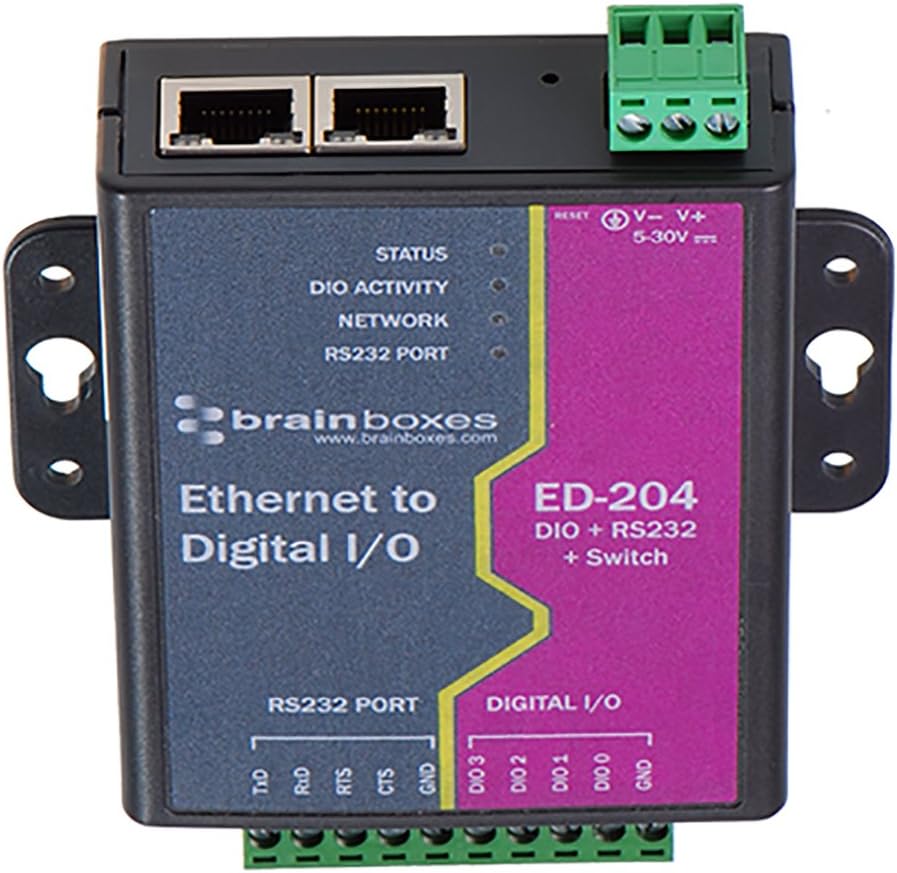 Brainboxes RS232 Ethernet to 4 Port Serial Adapter with Switch: Amazon ...