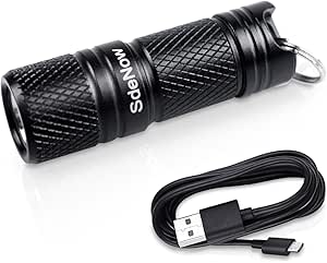 Upgraded 200 Lumen Tiny Rechargeable LED Keychain Light Pocket EDC ...