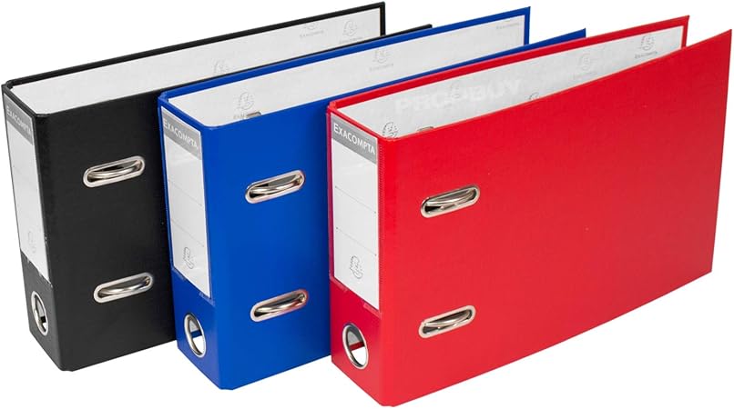 [Pack of 3] Half Size A5 Lever Arch Files 70mm (Black/Blue/Red): Amazon ...