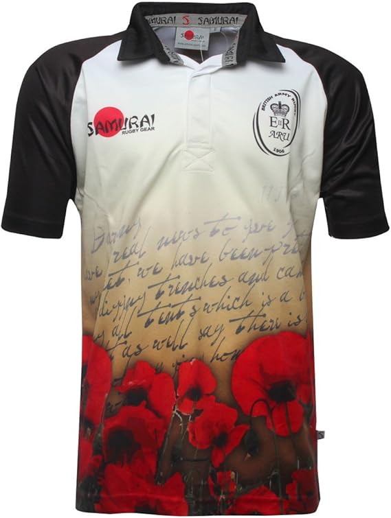 Samurai Men's Army Union Letter Rugby Shirt - Black/White, Large ...